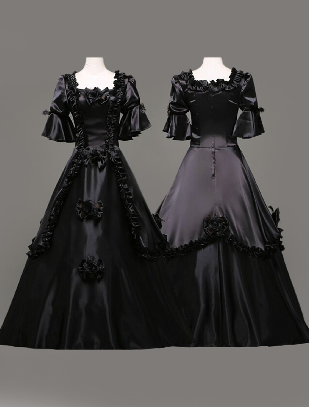 Victorian Dress Costume French Princess Ruffles Red Ball Gown Half