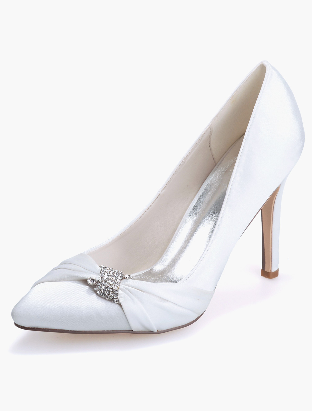Chaussures de mariage talons satin mocassin - Milanoo.com