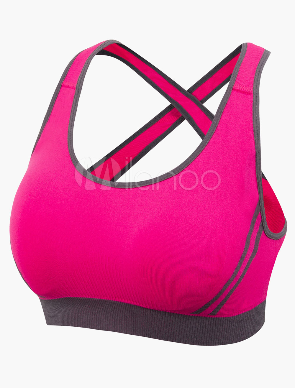 Cotton Fuchsia Sports Bra - Milanoo.com