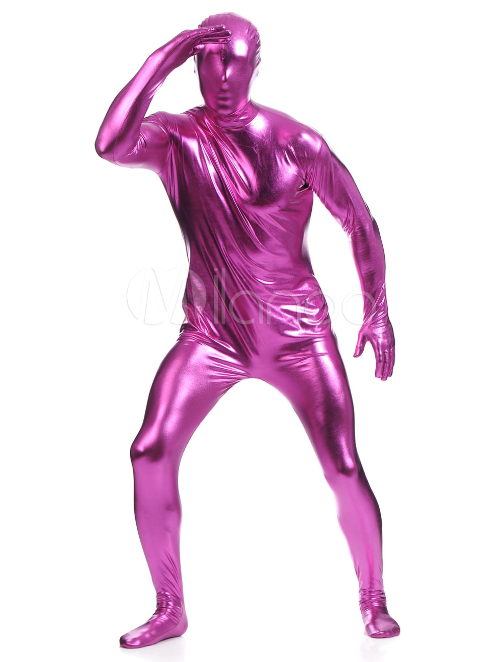 Rose Red Zentai Suit Adults Full Body Shiny Metallic Bodysuit for Men ...
