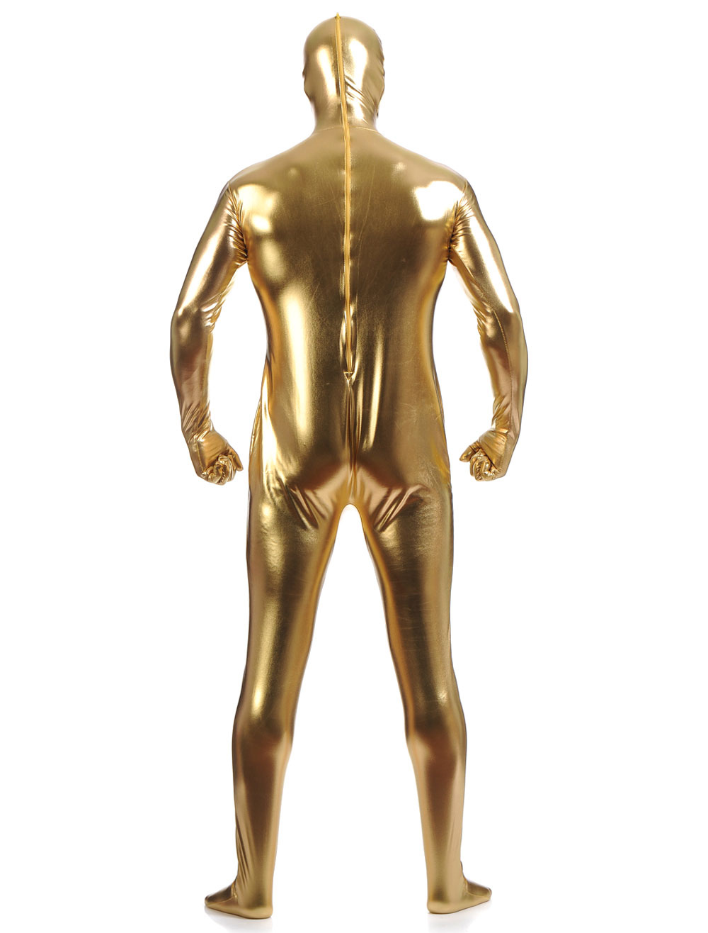 Golden Zentai Suit Adults Full Body Shiny Metallic Bodysuit For Men