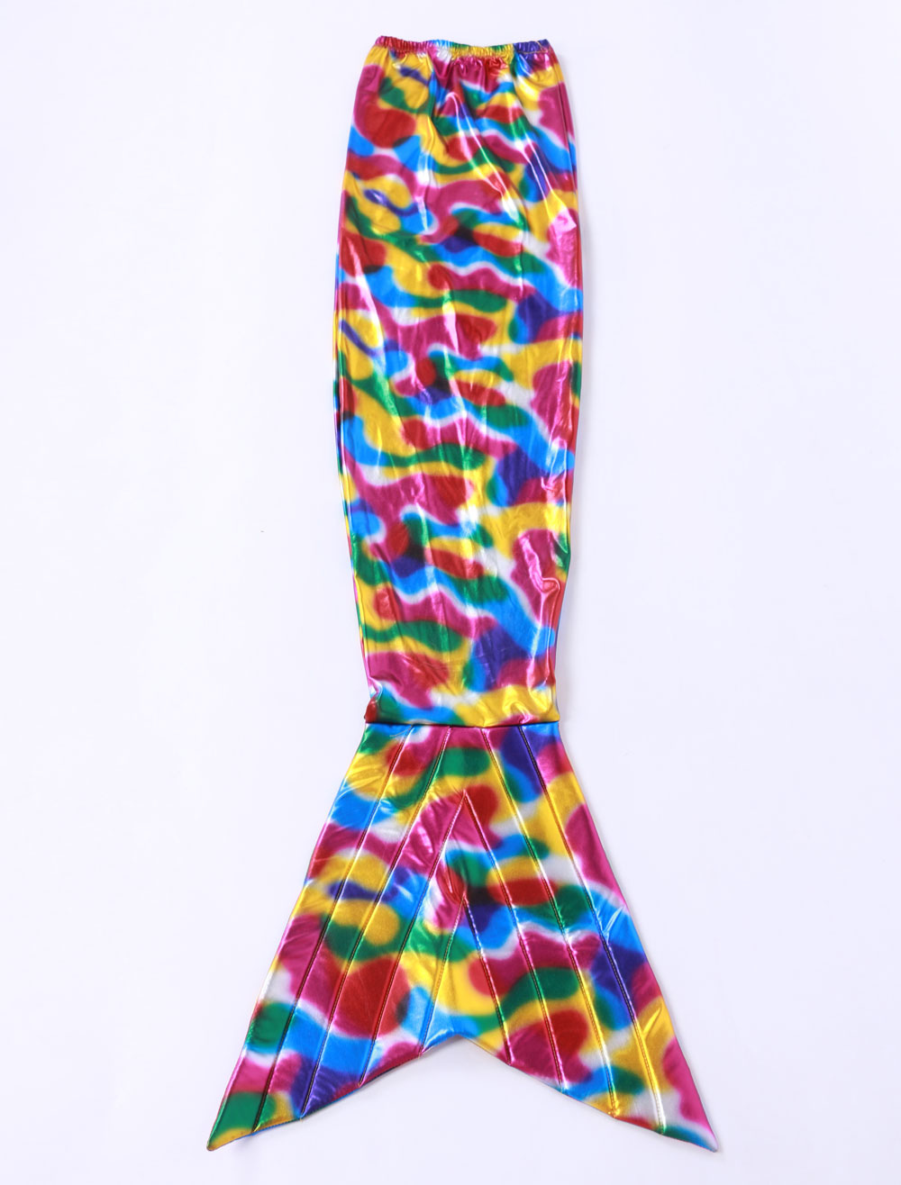 Halloween Multicolor Print Mermaid Tail Shiny Metallic Animal Zentai ...