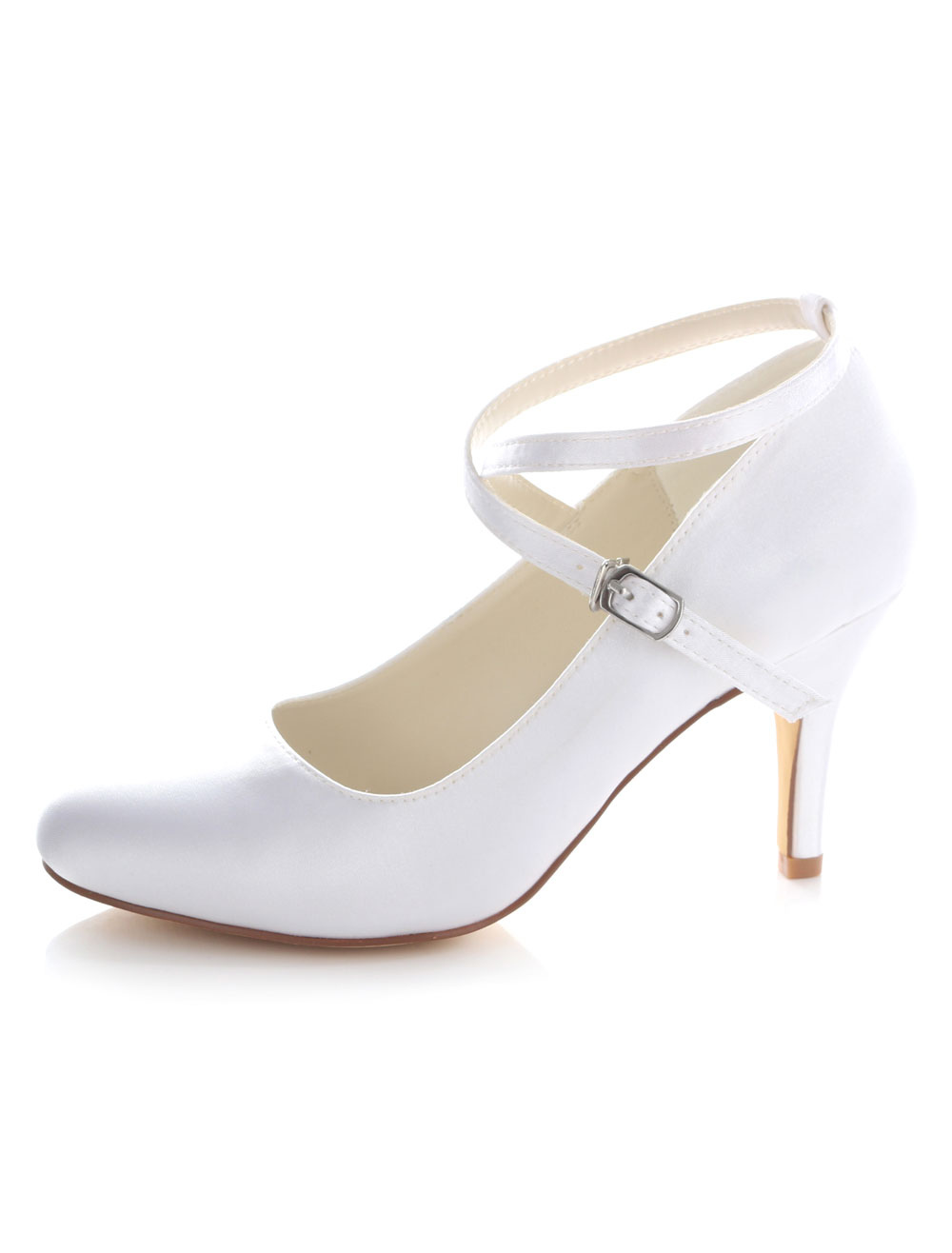 Weiße Brautschuhe Satin Hochzeitsschuhe Damen - Milanoo.com