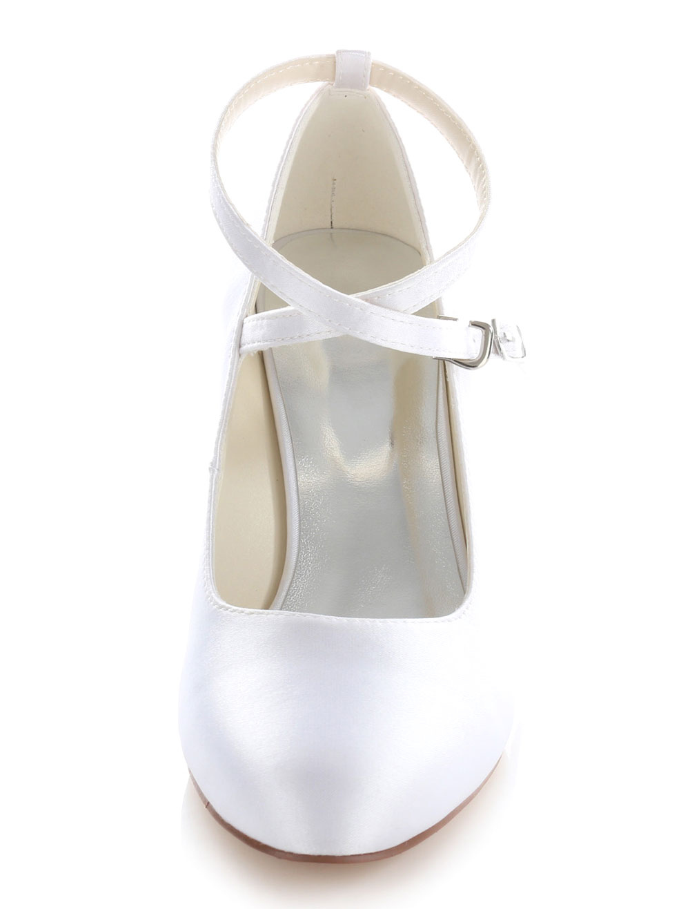 Weiße Brautschuhe Satin Hochzeitsschuhe Damen - Milanoo.com