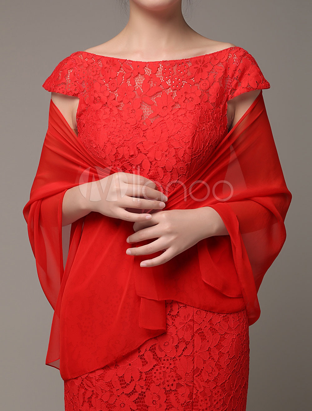 Red Bridal Wrap Chiffon Charming Shawl - Milanoo.com