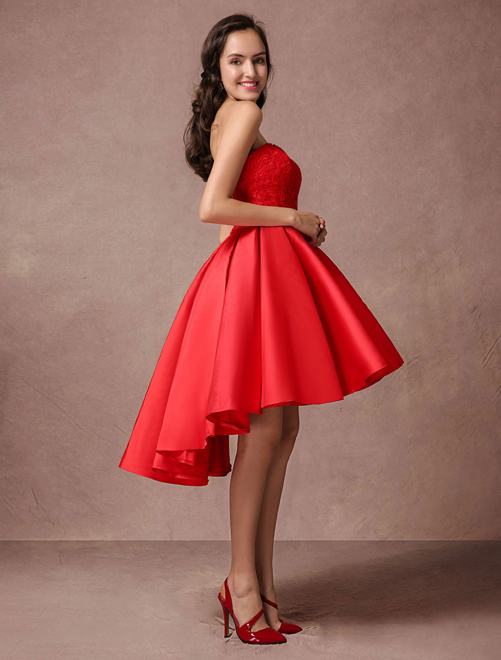 Ballkleider Rot Ball kleider Satingewebe Hochzeit A-Linie ...