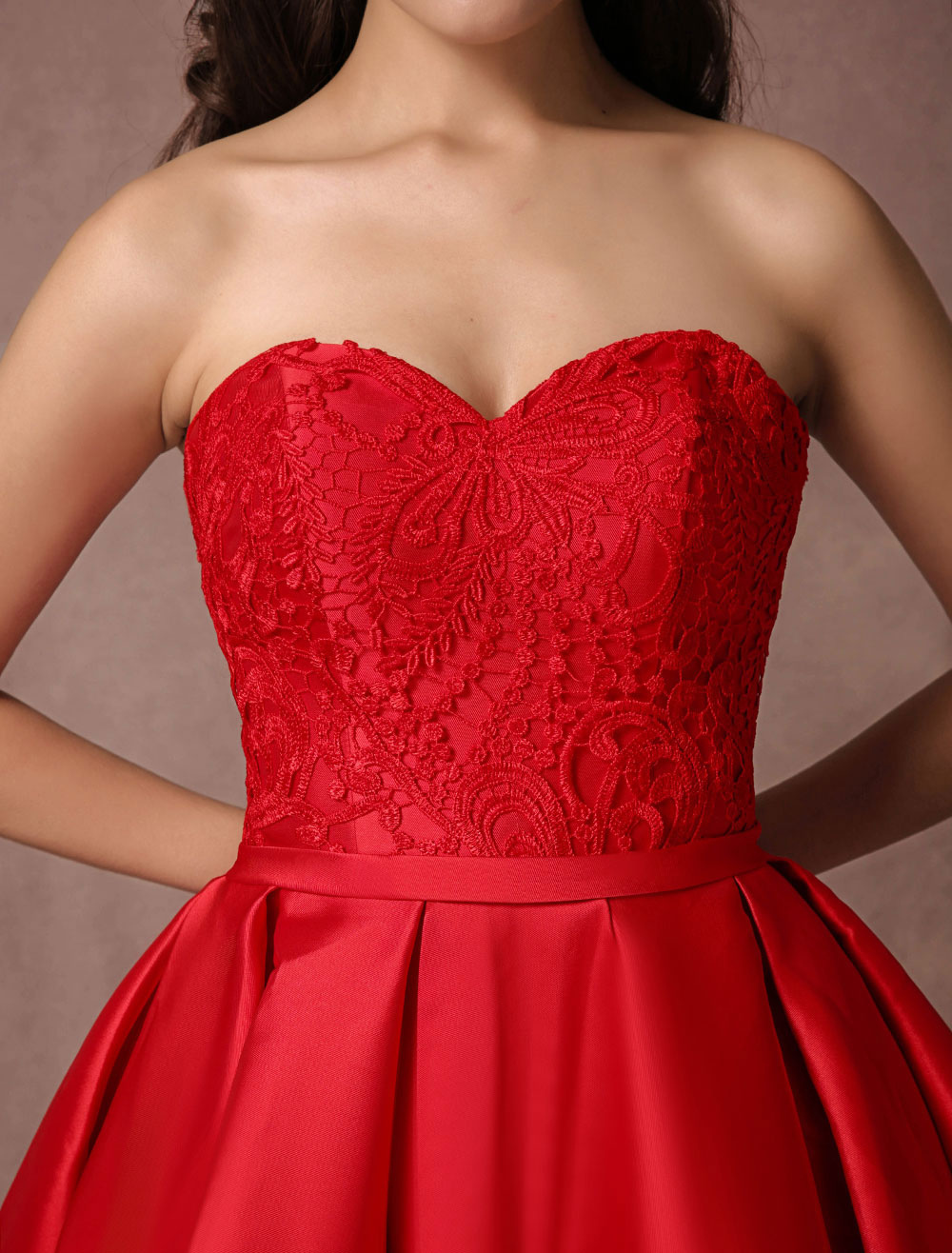 Ballkleider Rot Ball kleider Satingewebe Hochzeit A-Linie ...