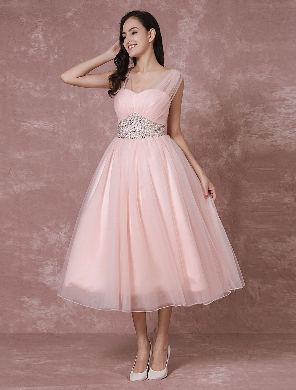 Tulle Wedding Dress Pink Bridal Dress Short Backless A-line Cocktail ...
