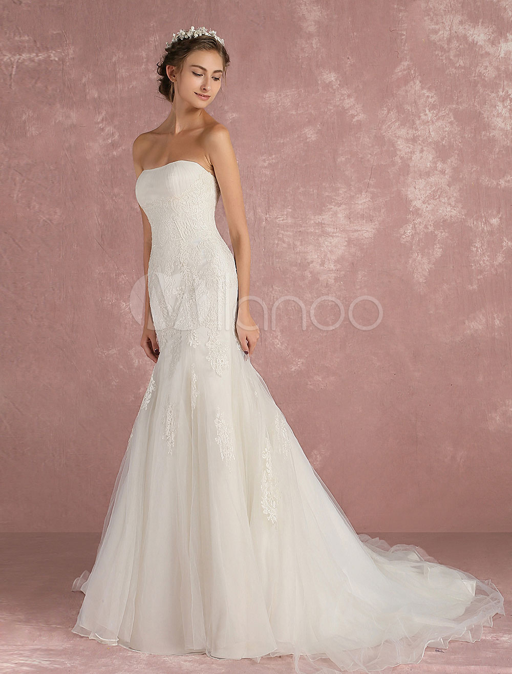 Meerjungfrau Hochzeit mit eingebautem BH in Elfenbeinfarbe Mermaid- Mit ...
