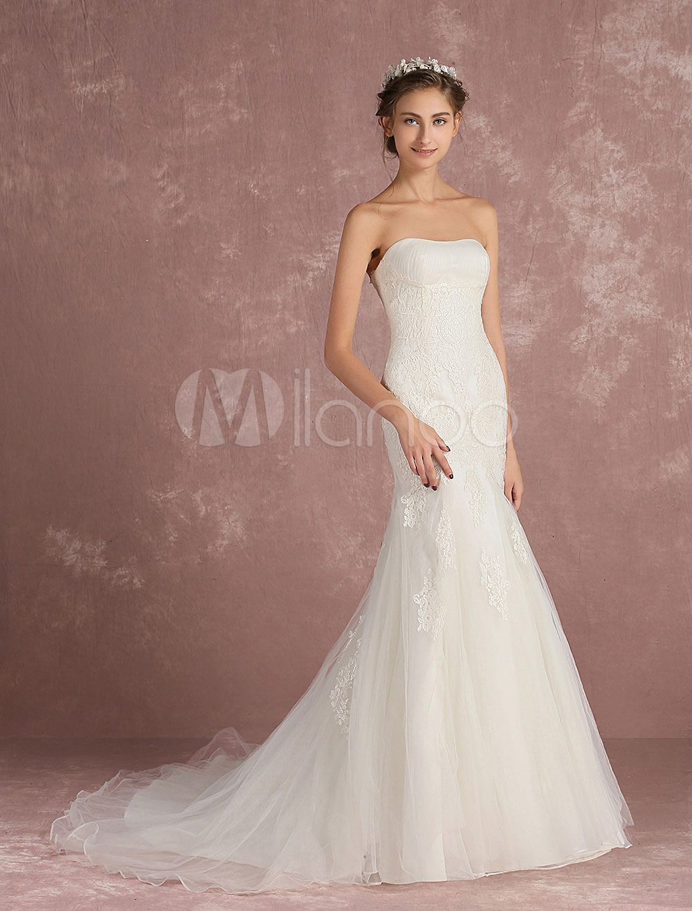Meerjungfrau Hochzeit mit eingebautem BH in Elfenbeinfarbe Mermaid- Mit ...