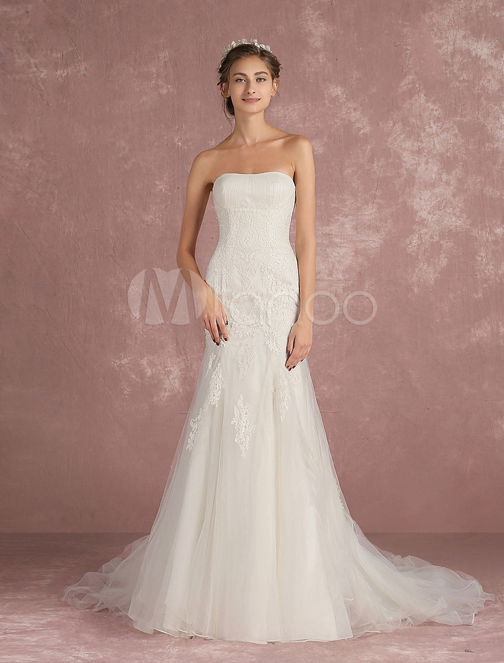 Meerjungfrau Hochzeit mit eingebautem BH in Elfenbeinfarbe Mermaid- Mit ...
