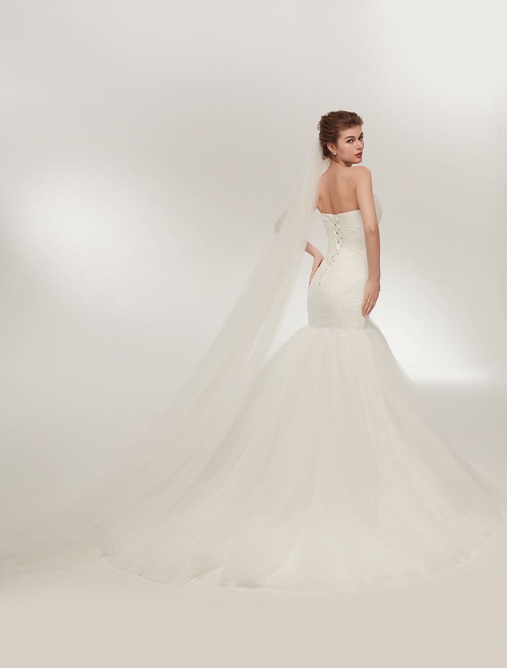 Mermaid Wedding Dresses Strapless Ivory Trumpet Bridal Dress Sweetheart ...