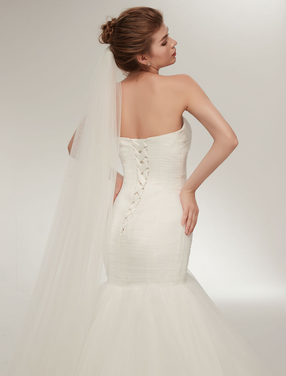 Mermaid Wedding Dresses Strapless Ivory Trumpet Bridal Dress Sweetheart ...