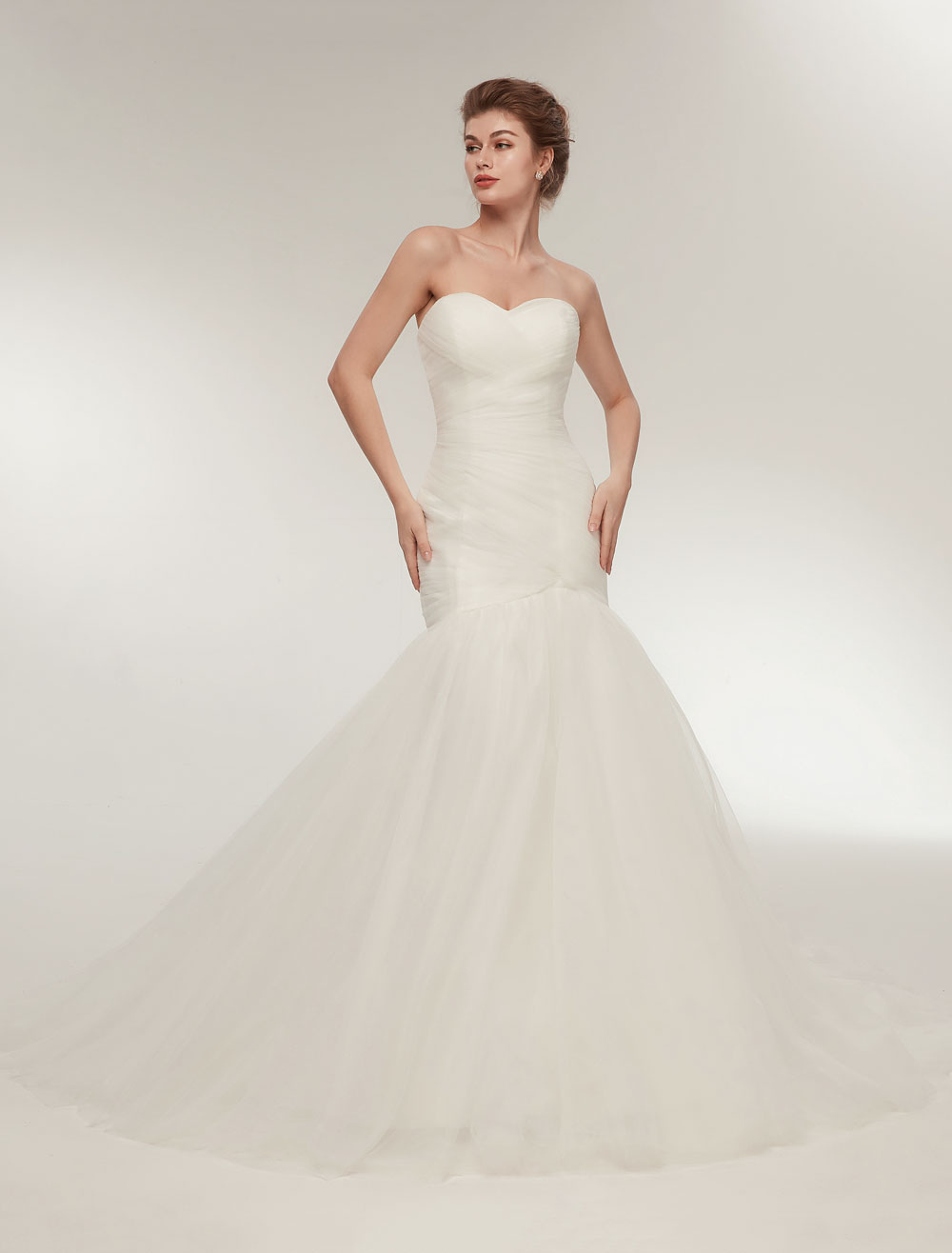 Mermaid Wedding Dresses Strapless Ivory Trumpet Bridal Dress Sweetheart ...