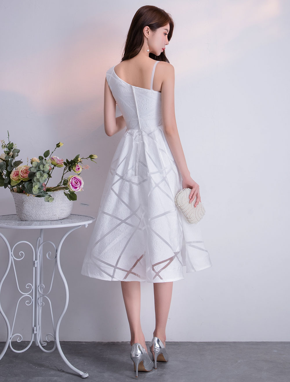 Cocktail Dresses Daffodil Lace Short Sleeveless Asymmetrical Short ...