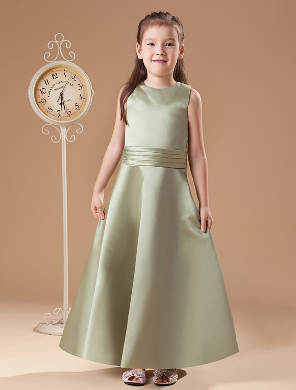 Sleeveless Satin Flower Girl Dress