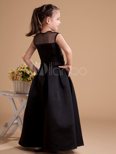 Black Satin Flower Girl Dress