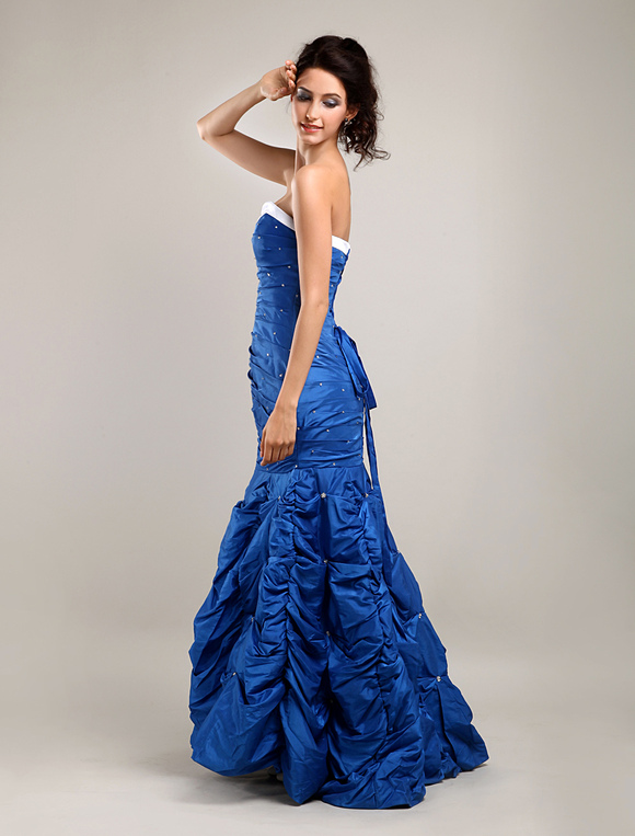 Deep Blue Strapless Mermaid Taffeta Prom Dress/Homecoming Dress ...
