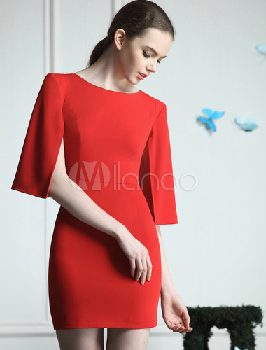 Sexy British Style Red Shaping Women's Short Dress With Poncho ...