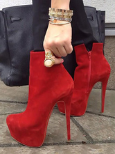 High Heel Booties Red Platform Zip Up Ankle Boots For Women - Milanoo.com