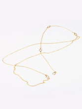 Golden Back Necklace Rhinestone Alloy Women Body Chain Beach - Milanoo.com