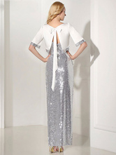 Robe de soirée en argent paillettes 2 pièces mère robe gaine split v ...