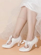 Chaussures de mariage vintage chaussures de mariée bout rond talon ...