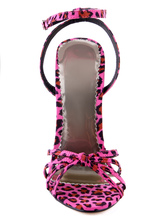 Chic sandales à talons aigus en tissu rose à motif léopard - Milanoo.com