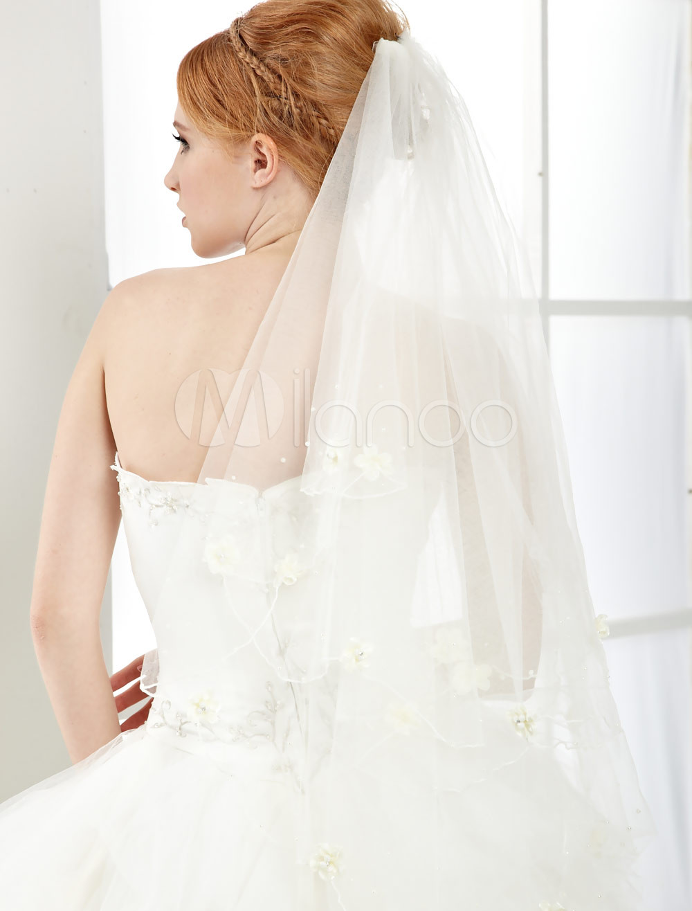 White Sweetheart A-line Net Bridal Gown - Milanoo.com