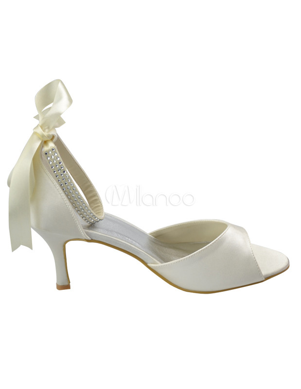 Ivory Ankle Strap Open Toe Bridal Shoes - Milanoo.com