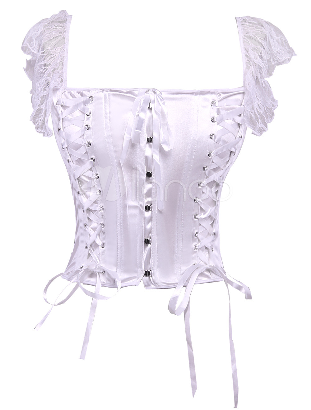 White Cotton Spandex Sexy Corset For Women