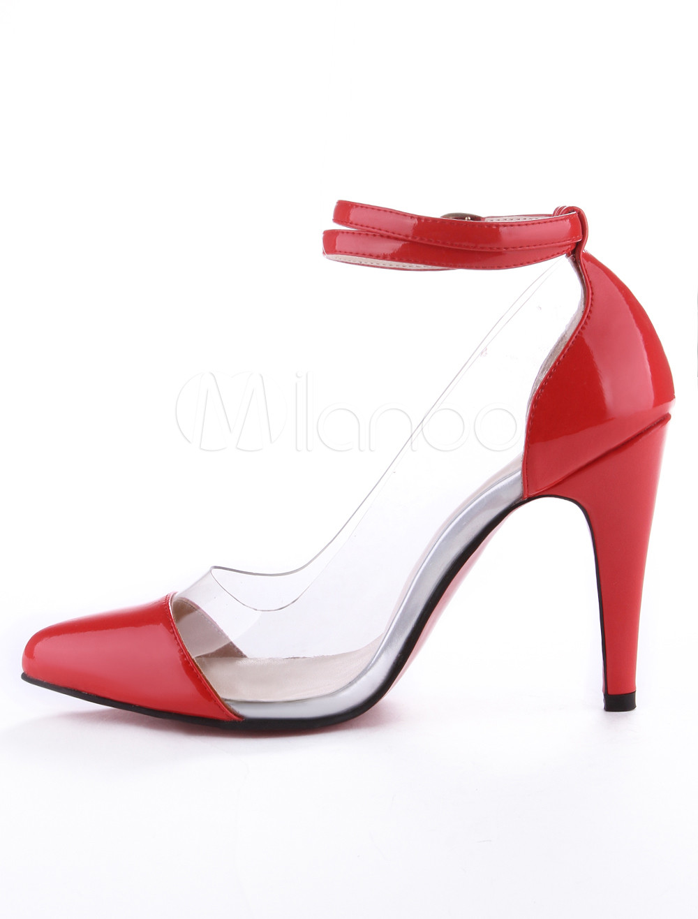Red Pointed Toe Stiletto Heel Patent Leather Woman's High Heels ...