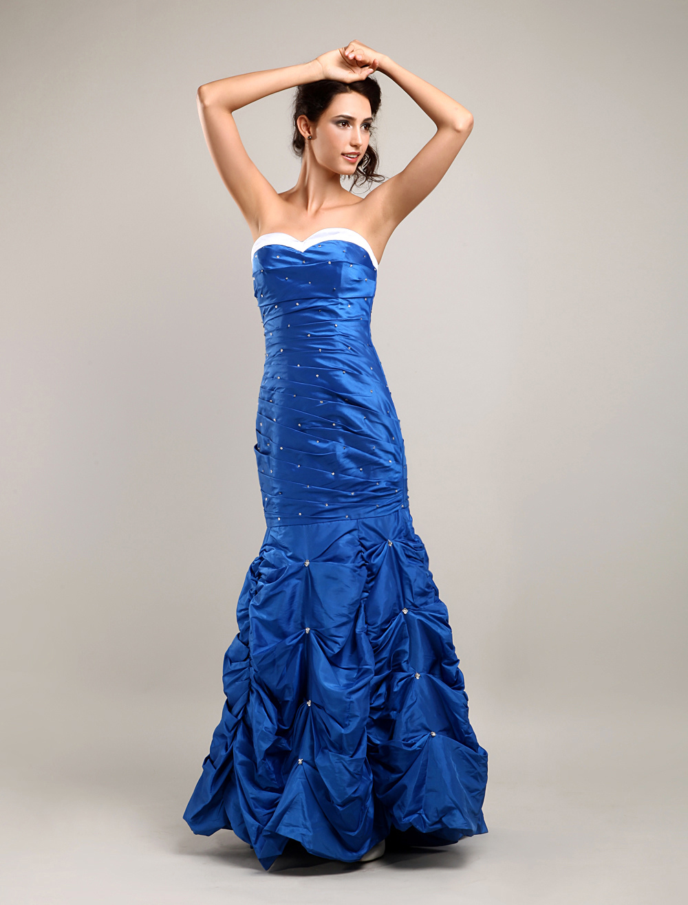 Deep Blue Strapless Mermaid Taffeta Prom Dress/Homecoming Dress - Milanoo.com