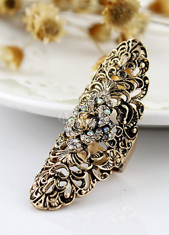 Gold Flower Cut Out Metal Gorgeous Fashion Rings - Milanoo.com