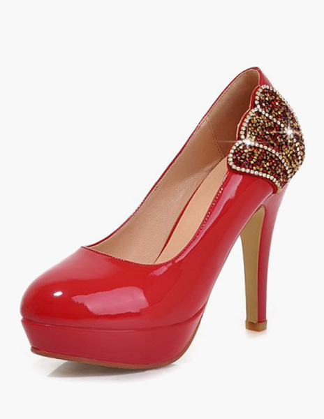 Rhinestones Detailing Platform Pumps - Milanoo.com