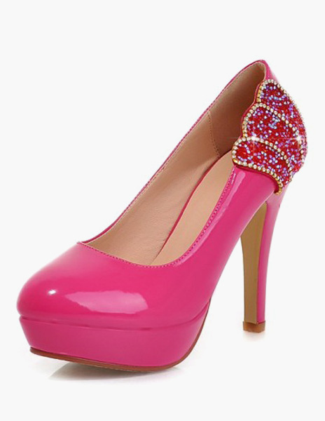 Rhinestones Detailing Platform Pumps - Milanoo.com
