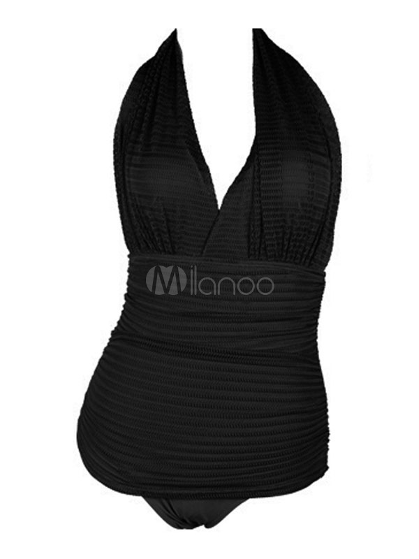 Enticing Lycra Spandex Pleated One Piece Swimwear For Women