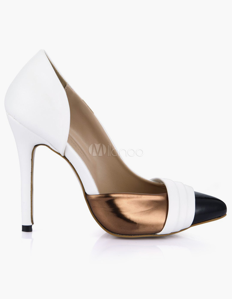Sexy Multi-Color Stiletto Heel Leder wies Toe High Heels - Milanoo.com