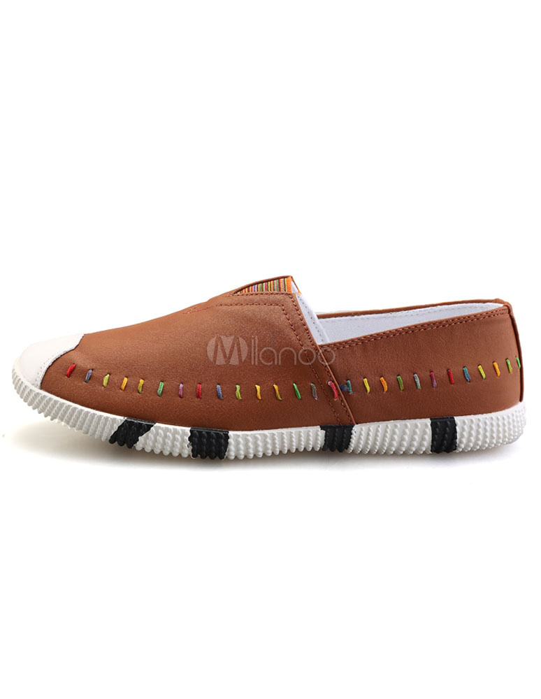 Men's Loafer Shoes Round Toe Patchy Casual Slip On Shoes - Milanoo.com