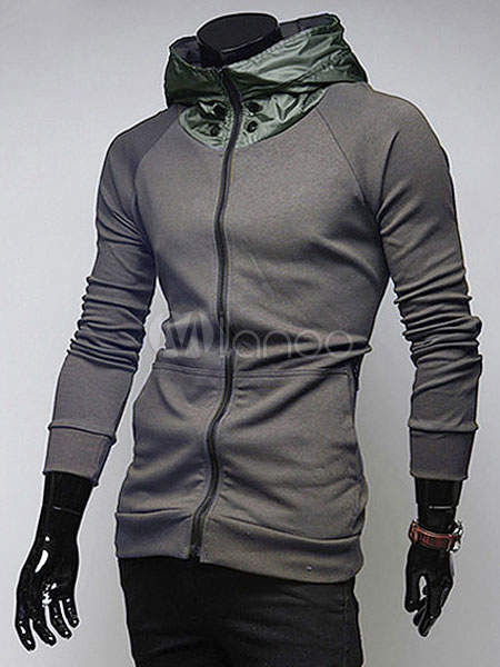 Zip Up Hoodie Mens Long Sleeve Cotton Casual Fit Hooded Jacket