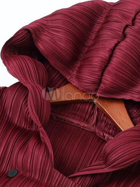 Red Padded Coat Women's Hooded Button Winter Coat - Milanoo.com