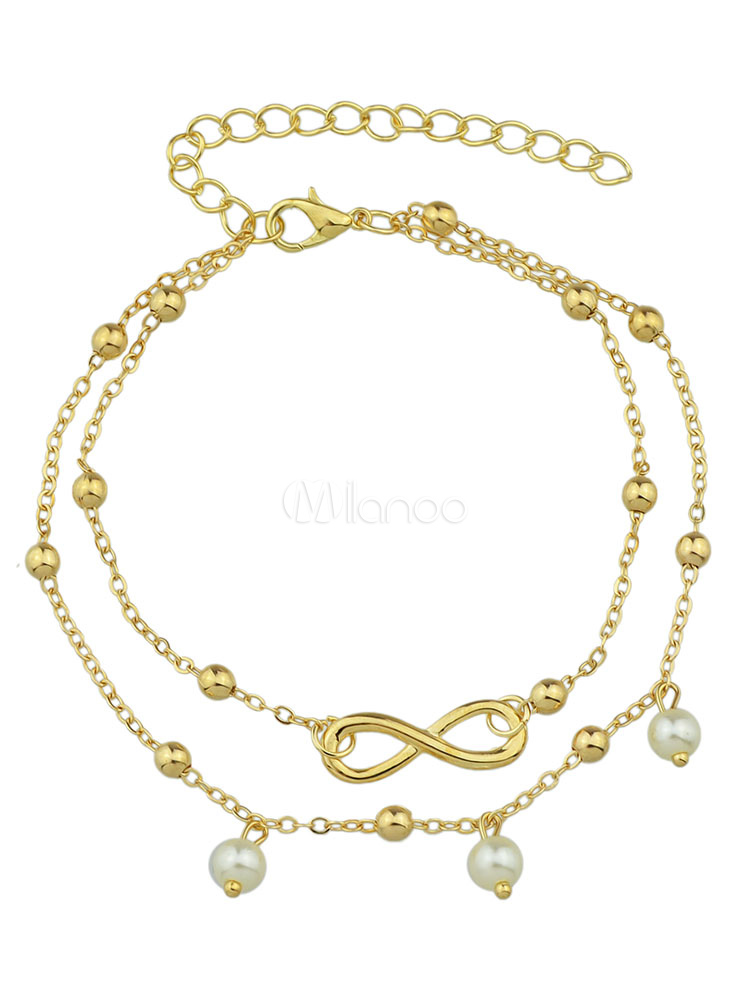 Silver Ankle Bracelets Pearls Foot Chain Women's Beach Anklet Jewelry ...