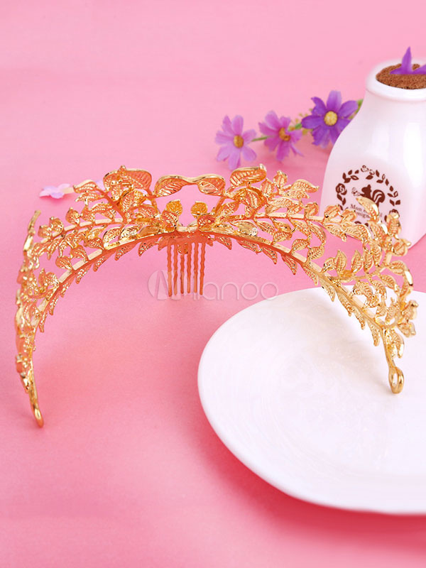 Gold Wedding Headpieces Baroque Style Retro Headband Beaded Bridal Hair ...