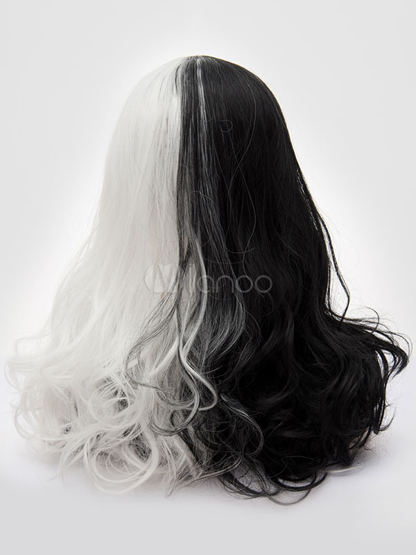Halloween Hair Wigs Carnival Hair Wigs White Two Tone Long Natural ...