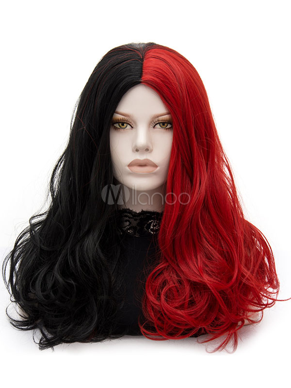 Halloween Hair Wigs Carnival Hair Wigs White Two Tone Long Natural ...