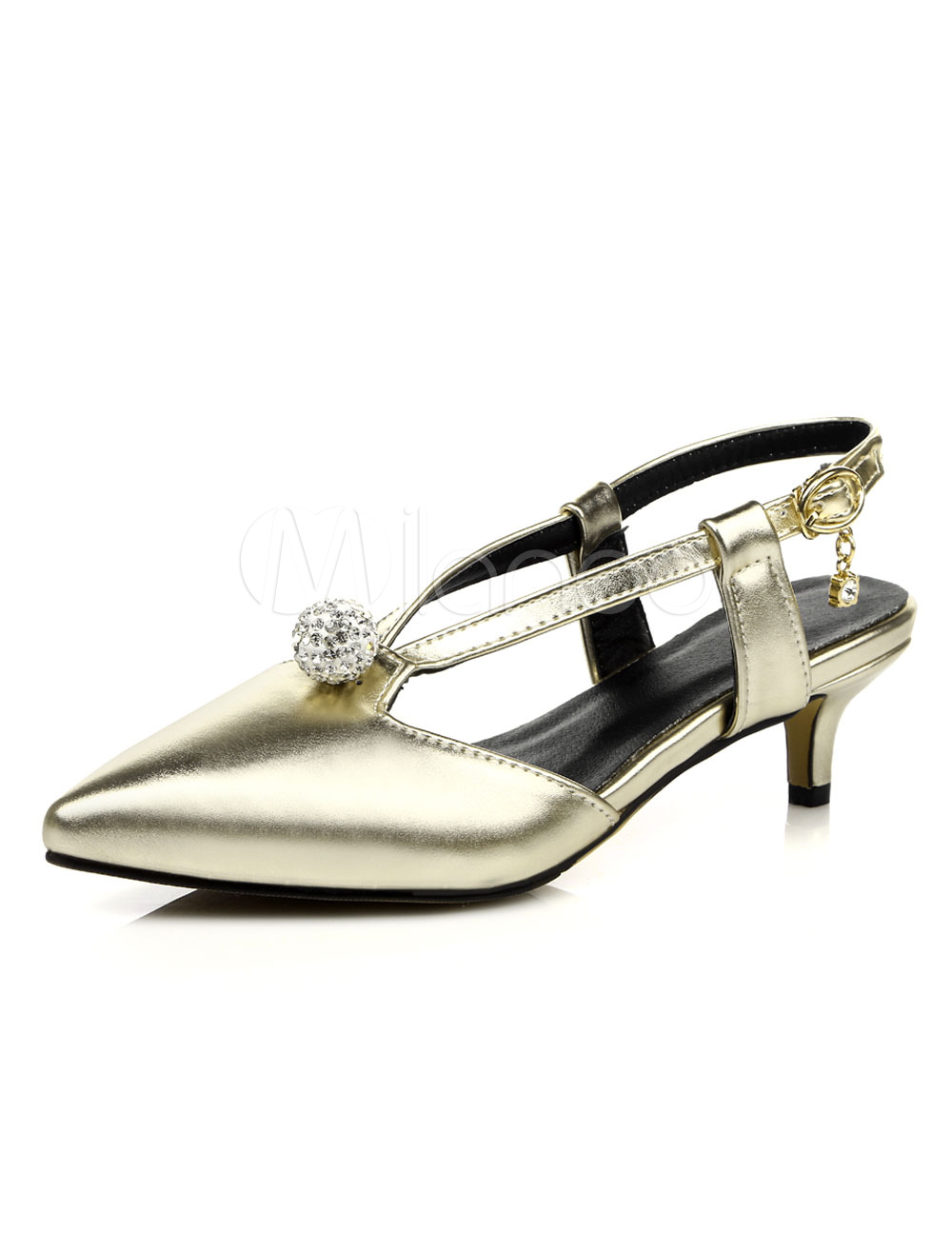 Damen Pumps aus mit Kitten Heels und Kunstdiamanten für Abend Pump und ...