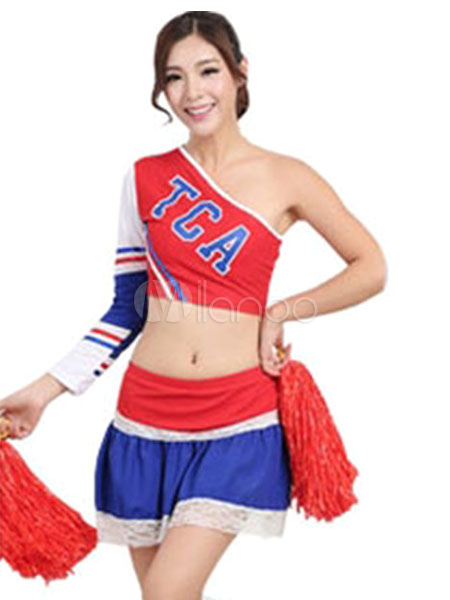 Sexy Cheerleader Costume Sports Football Girls White Red Mini Skirt Top