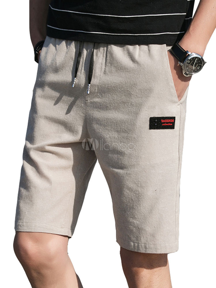 Men Capri Shorts Plus Size Cotton Shorts Solid Color Summer Casual Shorts