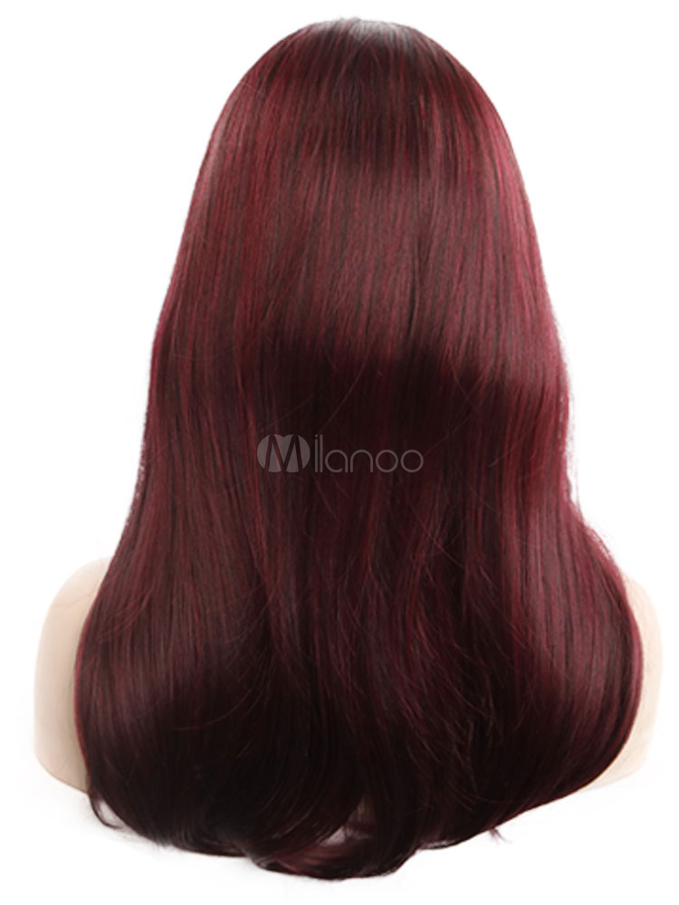 Burgundy Hair Wigs Women Layered Straight Synthetic Wigs - Milanoo.com