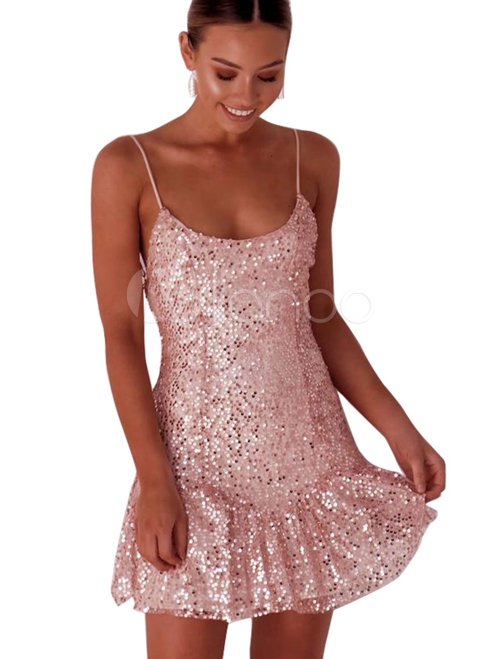 Robe De Club Sexy Robe Moulante Dos Nu à Bretelles Fines Bretelles